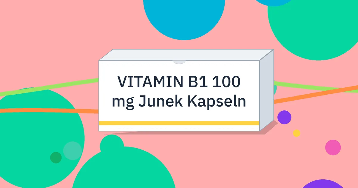 Symbolbild: Packung mit der Aufschrift VITAMIN B1 100 mg Junek Kapseln (PZN 16572081) – Verfügbarkeit und Bezug in Apotheken in Frankfurt am Main