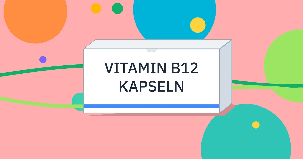 Symbolbild: Packung mit der Aufschrift VITAMIN B12 KAPSELN (PZN 00876844) – Verfügbarkeit und Bezug in Apotheken in Frankfurt am Main