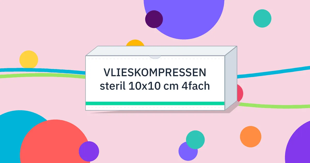 Symbolbild: Packung mit der Aufschrift VLIESKOMPRESSEN steril 10x10 cm 4fach (PZN 05017301) – Verfügbarkeit und Bezug in Apotheken in Frankfurt am Main
