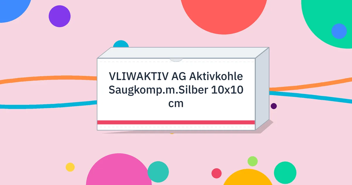 Symbolbild: Packung mit der Aufschrift VLIWAKTIV AG Aktivkohle Saugkomp.m.Silber 10x10 cm (PZN 19503778) – Verfügbarkeit und Bezug in Apotheken in Frankfurt am Main