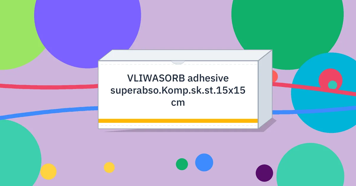 Symbolbild: Packung mit der Aufschrift VLIWASORB adhesive superabso.Komp.sk.st.15x15 cm (PZN 15431645) – Verfügbarkeit und Bezug in Apotheken in Frankfurt am Main