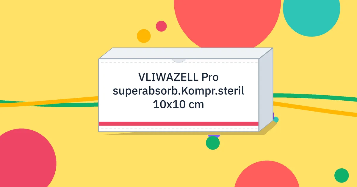 Symbolbild: Packung mit der Aufschrift VLIWAZELL Pro superabsorb.Kompr.steril 10x10 cm (PZN 19144598) – Verfügbarkeit und Bezug in Apotheken in Frankfurt am Main