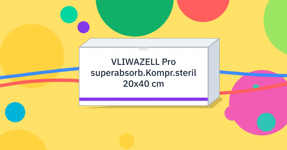 Symbolbild: Packung mit der Aufschrift VLIWAZELL Pro superabsorb.Kompr.steril 20x40 cm (PZN 20171146) – Verfügbarkeit und Bezug in Apotheken in Frankfurt am Main