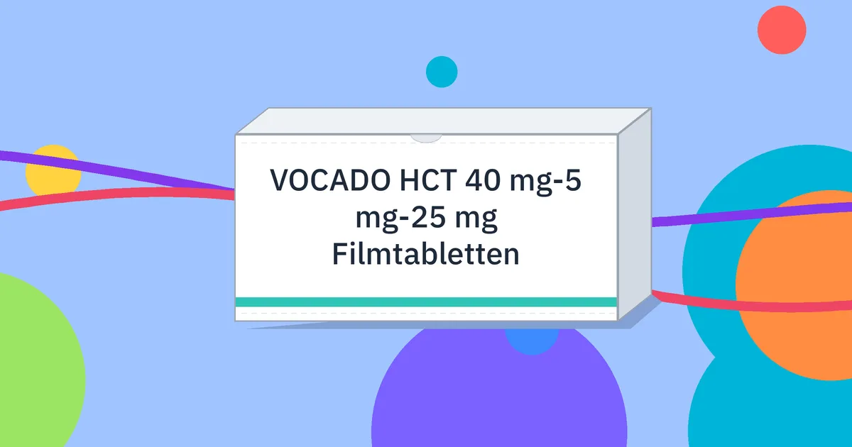 Symbolbild: Packung mit der Aufschrift VOCADO HCT 40 mg-5 mg-25 mg Filmtabletten (PZN 07381956) – Verfügbarkeit und Bezug in Apotheken in Frankfurt am Main