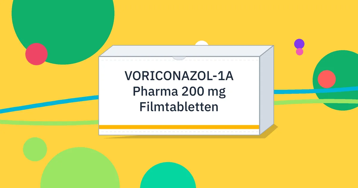 Symbolbild: Packung mit der Aufschrift VORICONAZOL-1A Pharma 200 mg Filmtabletten (PZN 20164643) – Verfügbarkeit und Bezug in Apotheken in Frankfurt am Main