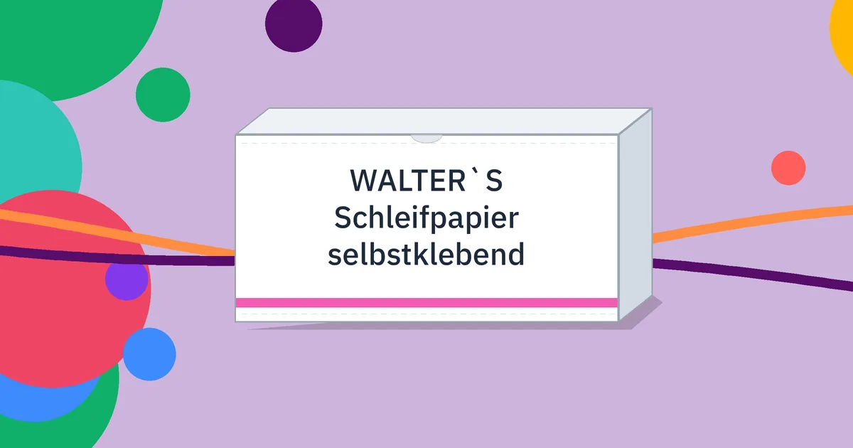 Symbolbild: Packung mit der Aufschrift WALTER`S Schleifpapier selbstklebend (PZN 02461283) – Verfügbarkeit und Bezug in Apotheken in Frankfurt am Main