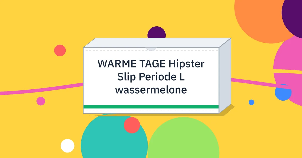 Symbolbild: Packung mit der Aufschrift WARME TAGE Hipster Slip Periode L wassermelone (PZN 16129049) – Verfügbarkeit und Bezug in Apotheken in Frankfurt am Main