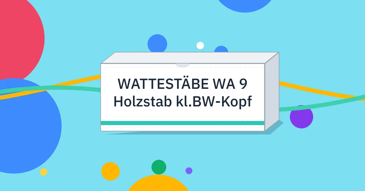 Symbolbild: Packung mit der Aufschrift WATTESTÄBE WA 9 Holzstab kl.BW-Kopf (PZN 06141598) – Verfügbarkeit und Bezug in Apotheken in Frankfurt am Main