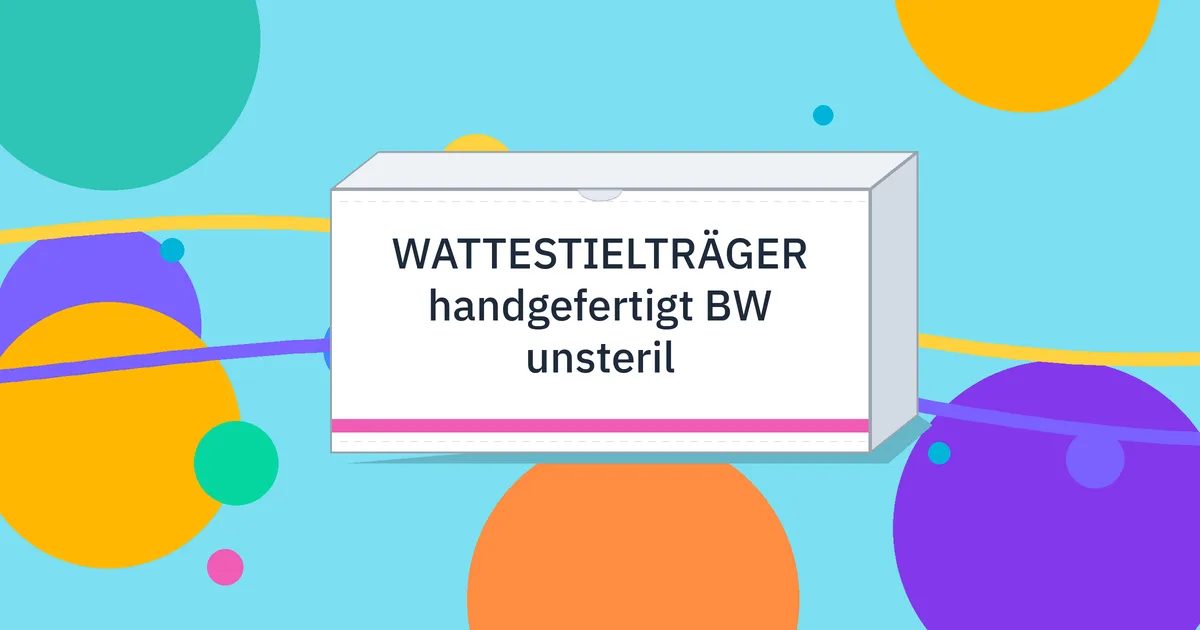 Symbolbild: Packung mit der Aufschrift WATTESTIELTRÄGER handgefertigt BW unsteril (PZN 14160836) – Verfügbarkeit und Bezug in Apotheken in Frankfurt am Main
