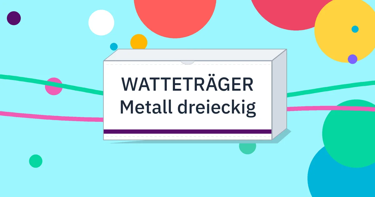 Symbolbild: Packung mit der Aufschrift WATTETRÄGER Metall dreieckig (PZN 04866570) – Verfügbarkeit und Bezug in Apotheken in Frankfurt am Main