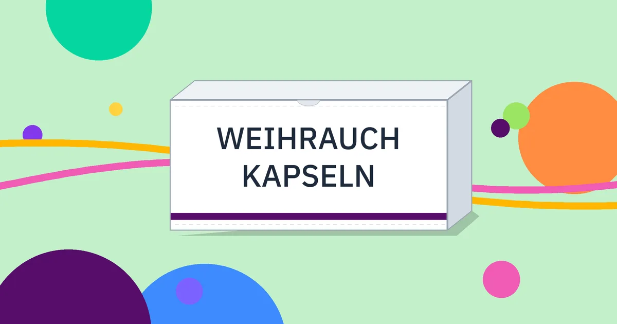 Symbolbild: Packung mit der Aufschrift WEIHRAUCH KAPSELN (PZN 06921913) – Verfügbarkeit und Bezug in Apotheken in Frankfurt am Main