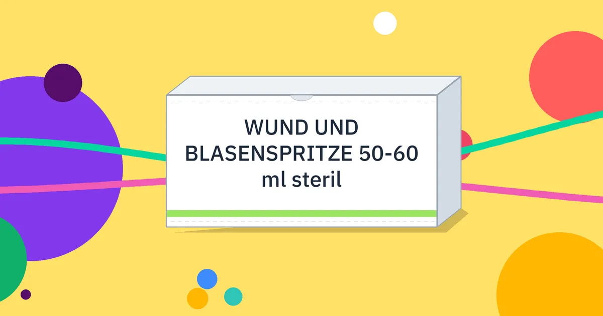 Symbolbild: Packung mit der Aufschrift WUND UND BLASENSPRITZE 50-60 ml steril (PZN 10082909) – Verfügbarkeit und Bezug in Apotheken in Frankfurt am Main