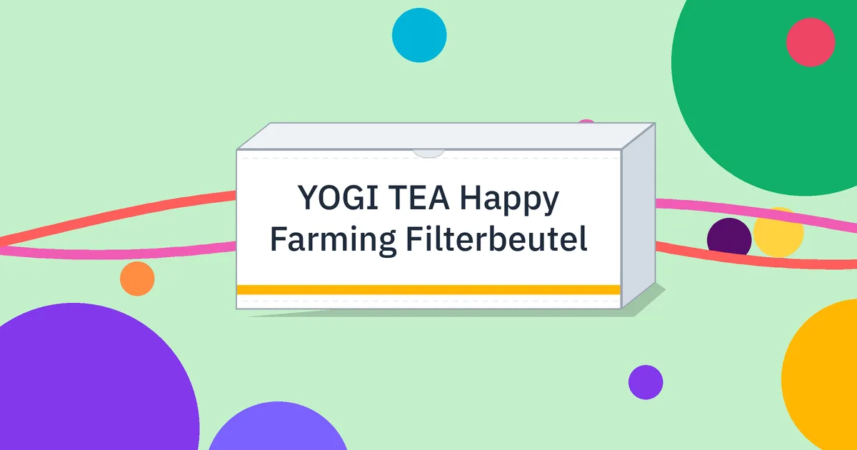 Symbolbild: Packung mit der Aufschrift YOGI TEA Happy Farming Filterbeutel (PZN 19863301) – Verfügbarkeit und Bezug in Apotheken in Frankfurt am Main