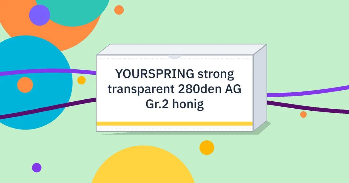 Symbolbild: Packung mit der Aufschrift YOURSPRING strong transparent 280den AG Gr.2 honig (PZN 18058081) – Verfügbarkeit und Bezug in Apotheken in Frankfurt am Main