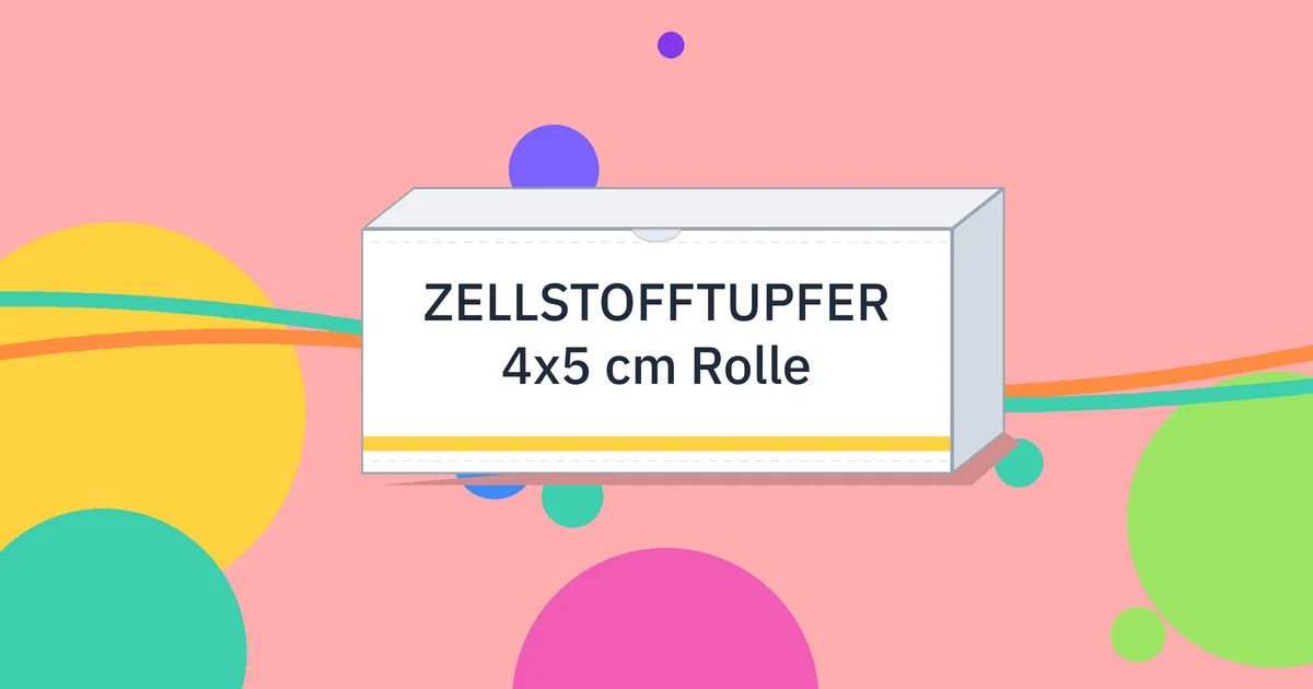 Symbolbild: Packung mit der Aufschrift ZELLSTOFFTUPFER 4x5 cm Rolle (PZN 03388921) – Verfügbarkeit und Bezug in Apotheken in Frankfurt am Main