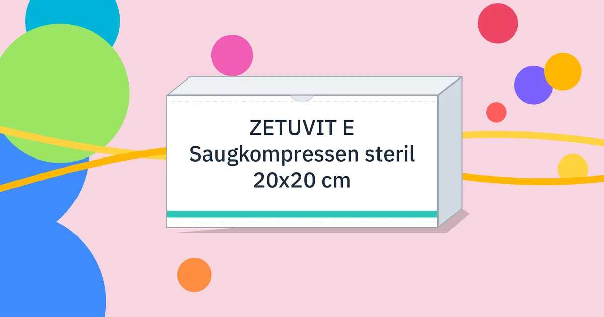 Symbolbild: Packung mit der Aufschrift ZETUVIT E Saugkompressen steril 20x20 cm (PZN 18713433) – Verfügbarkeit und Bezug in Apotheken in Frankfurt am Main