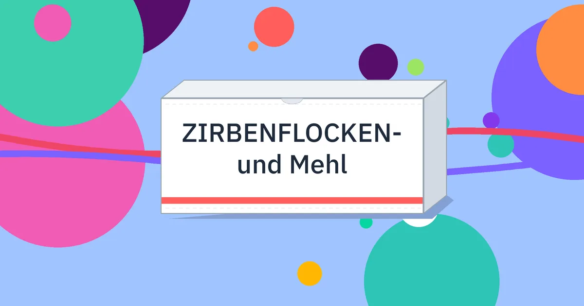 Symbolbild: Packung mit der Aufschrift ZIRBENFLOCKEN- und Mehl (PZN 17169447) – Verfügbarkeit und Bezug in Apotheken in Frankfurt am Main