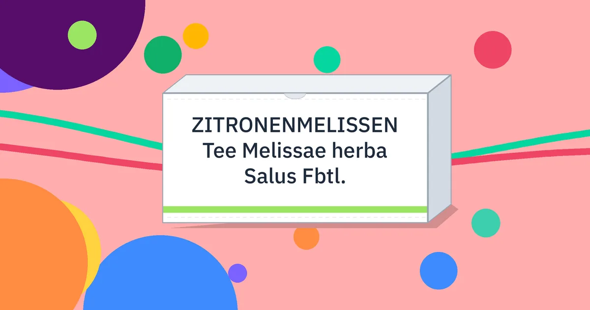 Symbolbild: Packung mit der Aufschrift ZITRONENMELISSEN Tee Melissae herba Salus Fbtl. (PZN 09002325) – Verfügbarkeit und Bezug in Apotheken in Frankfurt am Main