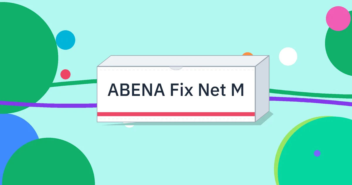 Symbolbild: Packung mit der Aufschrift ABENA Fix Net M (PZN 18161494) – Verfügbarkeit und Bezug in Apotheken in Frankfurt am Main