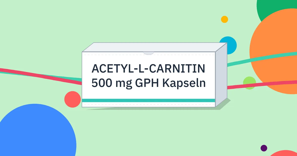 Symbolbild: Packung mit der Aufschrift ACETYL-L-CARNITIN 500 mg GPH Kapseln (PZN 09681332) – Verfügbarkeit und Bezug in Apotheken in Frankfurt am Main