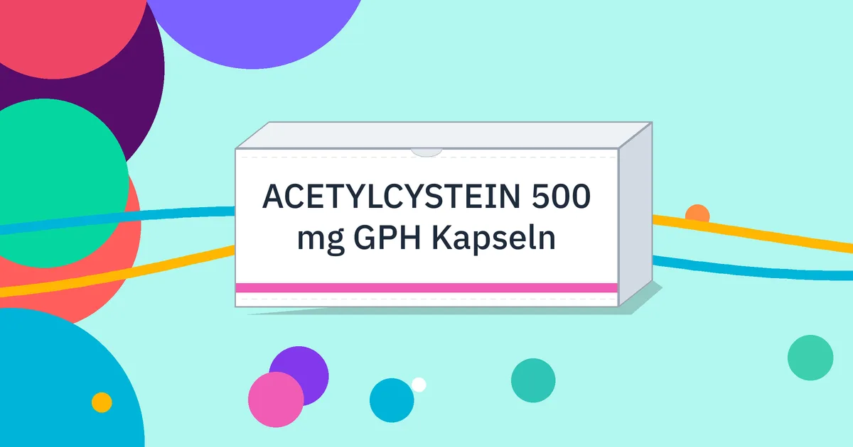 Symbolbild: Packung mit der Aufschrift ACETYLCYSTEIN 500 mg GPH Kapseln (PZN 00173953) – Verfügbarkeit und Bezug in Apotheken in Frankfurt am Main