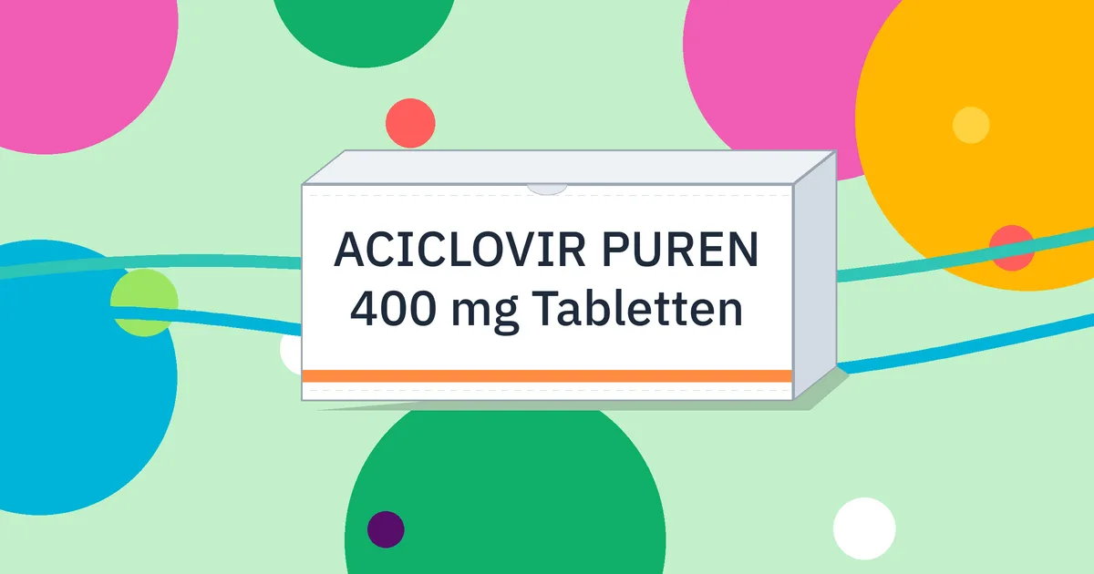 Symbolbild: Packung mit der Aufschrift ACICLOVIR PUREN 400 mg Tabletten (PZN 16577457) – Verfügbarkeit und Bezug in Apotheken in Frankfurt am Main