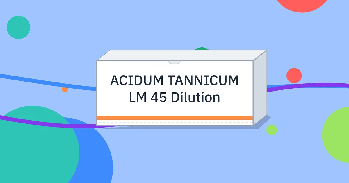 Symbolbild: Packung mit der Aufschrift ACIDUM TANNICUM LM 45 Dilution (PZN 13286239) – Verfügbarkeit und Bezug in Apotheken in Frankfurt am Main