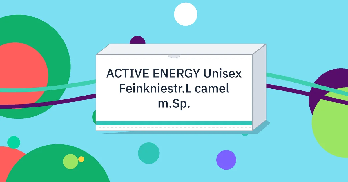 Symbolbild: Packung mit der Aufschrift ACTIVE ENERGY Unisex Feinkniestr.L camel m.Sp. (PZN 06448380) – Verfügbarkeit und Bezug in Apotheken in Frankfurt am Main