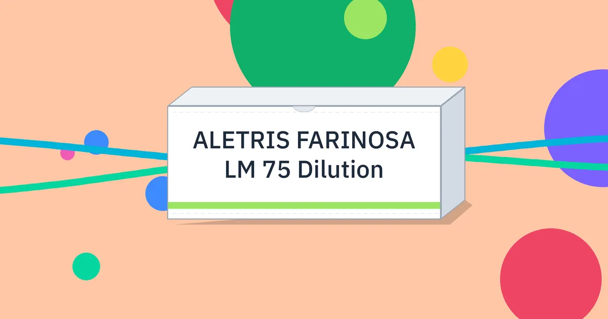 Symbolbild: Packung mit der Aufschrift ALETRIS FARINOSA LM 75 Dilution (PZN 13309934) – Verfügbarkeit und Bezug in Apotheken in Frankfurt am Main