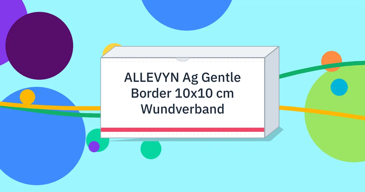 Symbolbild: Packung mit der Aufschrift ALLEVYN Ag Gentle Border 10x10 cm Wundverband (PZN 11147189) – Verfügbarkeit und Bezug in Apotheken in Frankfurt am Main