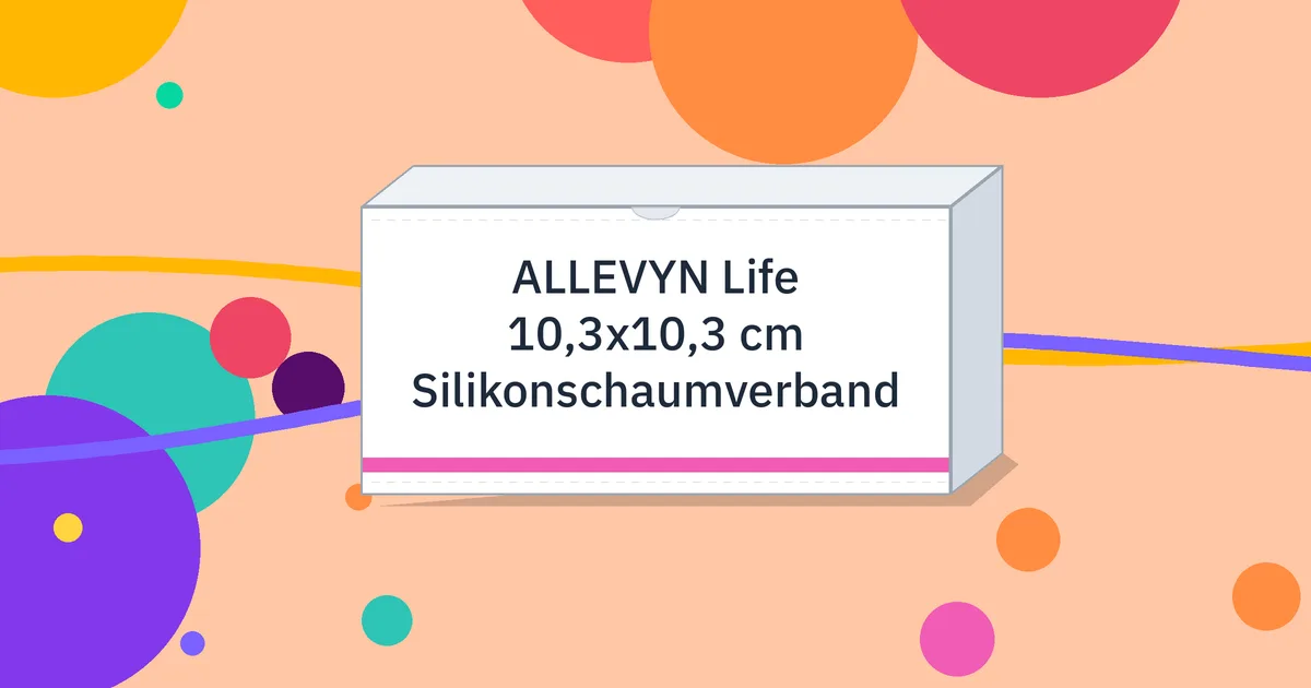 Symbolbild: Packung mit der Aufschrift ALLEVYN Life 10,3x10,3 cm Silikonschaumverband (PZN 10054184) – Verfügbarkeit und Bezug in Apotheken in Frankfurt am Main