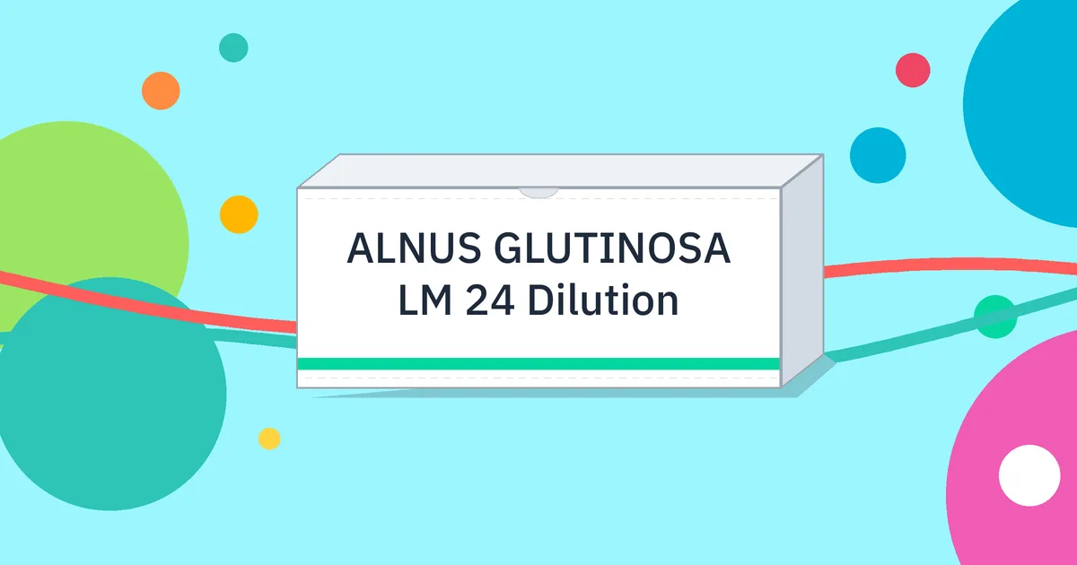 Symbolbild: Packung mit der Aufschrift ALNUS GLUTINOSA LM 24 Dilution (PZN 13312646) – Verfügbarkeit und Bezug in Apotheken in Frankfurt am Main