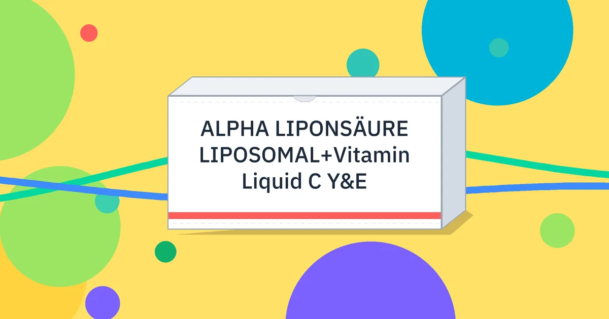 Symbolbild: Packung mit der Aufschrift ALPHA LIPONSÄURE LIPOSOMAL+Vitamin Liquid C Y&E (PZN 16867847) – Verfügbarkeit und Bezug in Apotheken in Frankfurt am Main