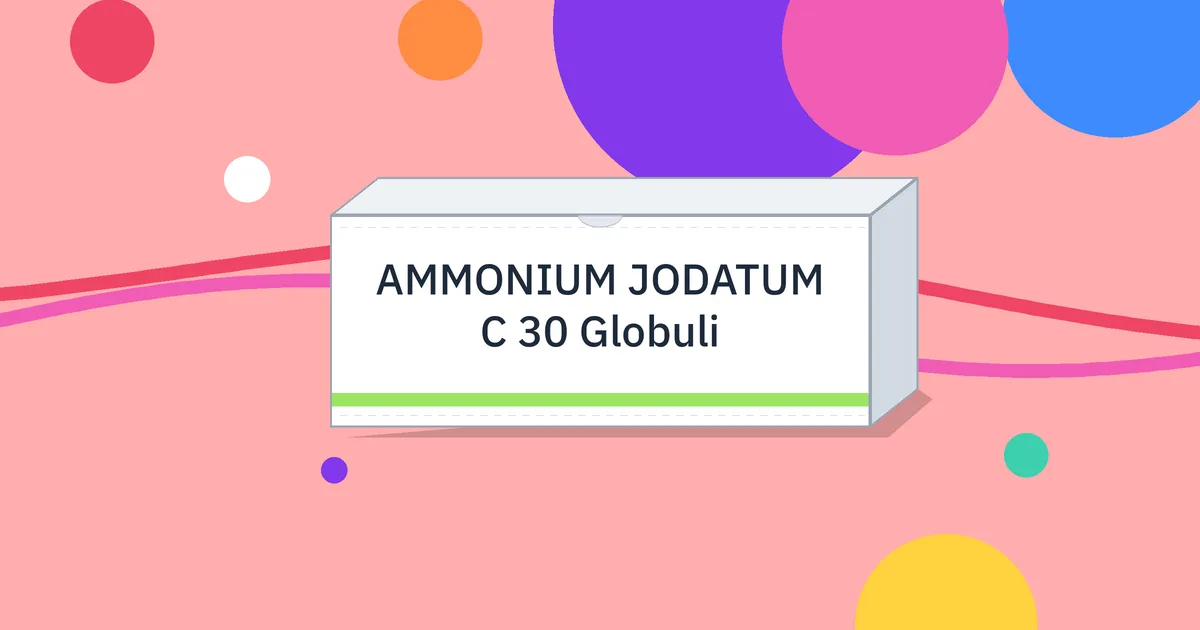 Symbolbild: Packung mit der Aufschrift AMMONIUM JODATUM C 30 Globuli (PZN 16688820) – Verfügbarkeit und Bezug in Apotheken in Frankfurt am Main