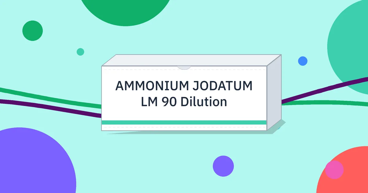 Symbolbild: Packung mit der Aufschrift AMMONIUM JODATUM LM 90 Dilution (PZN 13321616) – Verfügbarkeit und Bezug in Apotheken in Frankfurt am Main