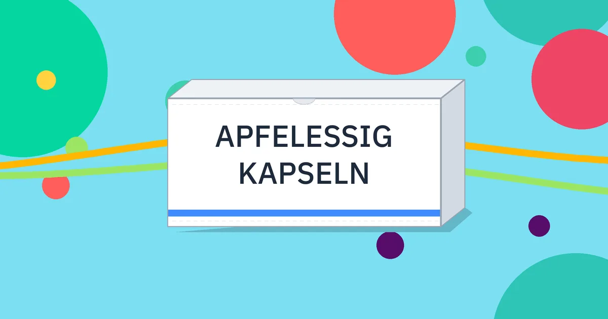 Symbolbild: Packung mit der Aufschrift APFELESSIG KAPSELN (PZN 00210335) – Verfügbarkeit und Bezug in Apotheken in Frankfurt am Main