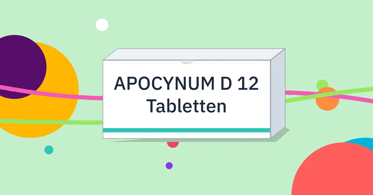 Symbolbild: Packung mit der Aufschrift APOCYNUM D 12 Tabletten (PZN 07159382) – Verfügbarkeit und Bezug in Apotheken in Frankfurt am Main