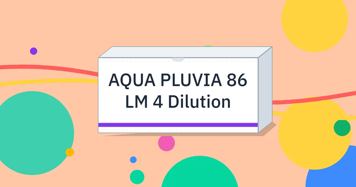 Symbolbild: Packung mit der Aufschrift AQUA PLUVIA 86 LM 4 Dilution (PZN 12766339) – Verfügbarkeit und Bezug in Apotheken in Frankfurt am Main