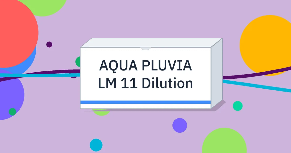 Symbolbild: Packung mit der Aufschrift AQUA PLUVIA LM 11 Dilution (PZN 12765937) – Verfügbarkeit und Bezug in Apotheken in Frankfurt am Main