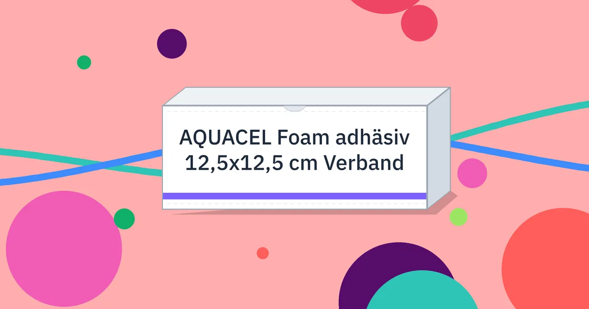Symbolbild: Packung mit der Aufschrift AQUACEL Foam adhäsiv 12,5x12,5 cm Verband (PZN 19698523) – Verfügbarkeit und Bezug in Apotheken in Frankfurt am Main