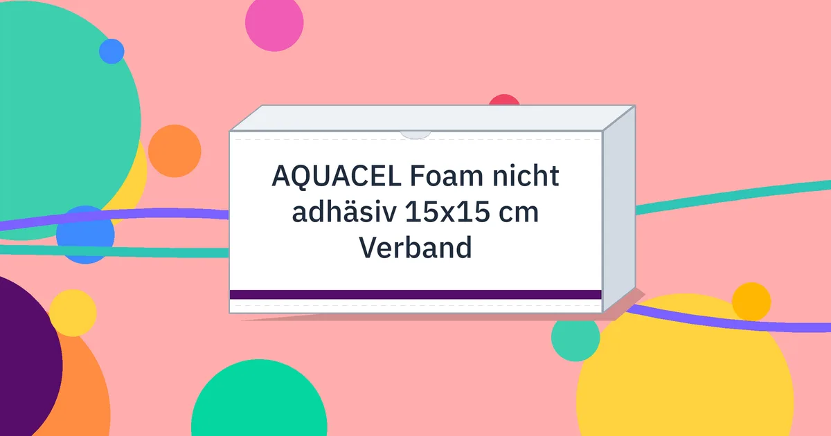 Symbolbild: Packung mit der Aufschrift AQUACEL Foam nicht adhäsiv 15x15 cm Verband (PZN 11381152) – Verfügbarkeit und Bezug in Apotheken in Frankfurt am Main