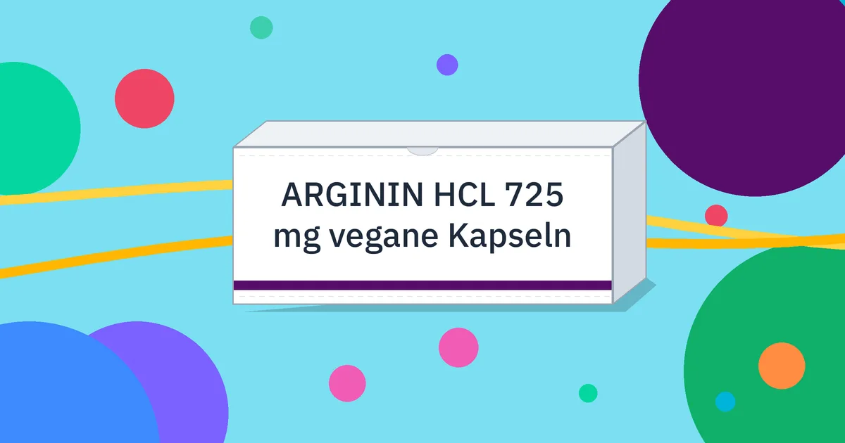Symbolbild: Packung mit der Aufschrift ARGININ HCL 725 mg vegane Kapseln (PZN 18900098) – Verfügbarkeit und Bezug in Apotheken in Frankfurt am Main