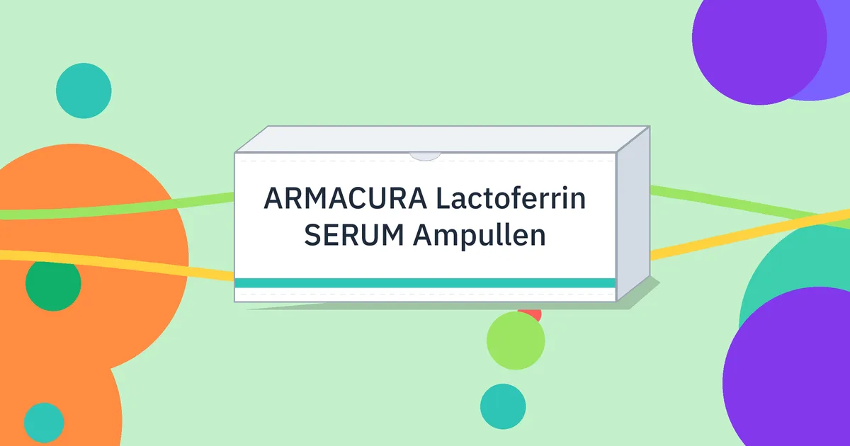 Symbolbild: Packung mit der Aufschrift ARMACURA Lactoferrin SERUM Ampullen (PZN 19213069) – Verfügbarkeit und Bezug in Apotheken in Frankfurt am Main