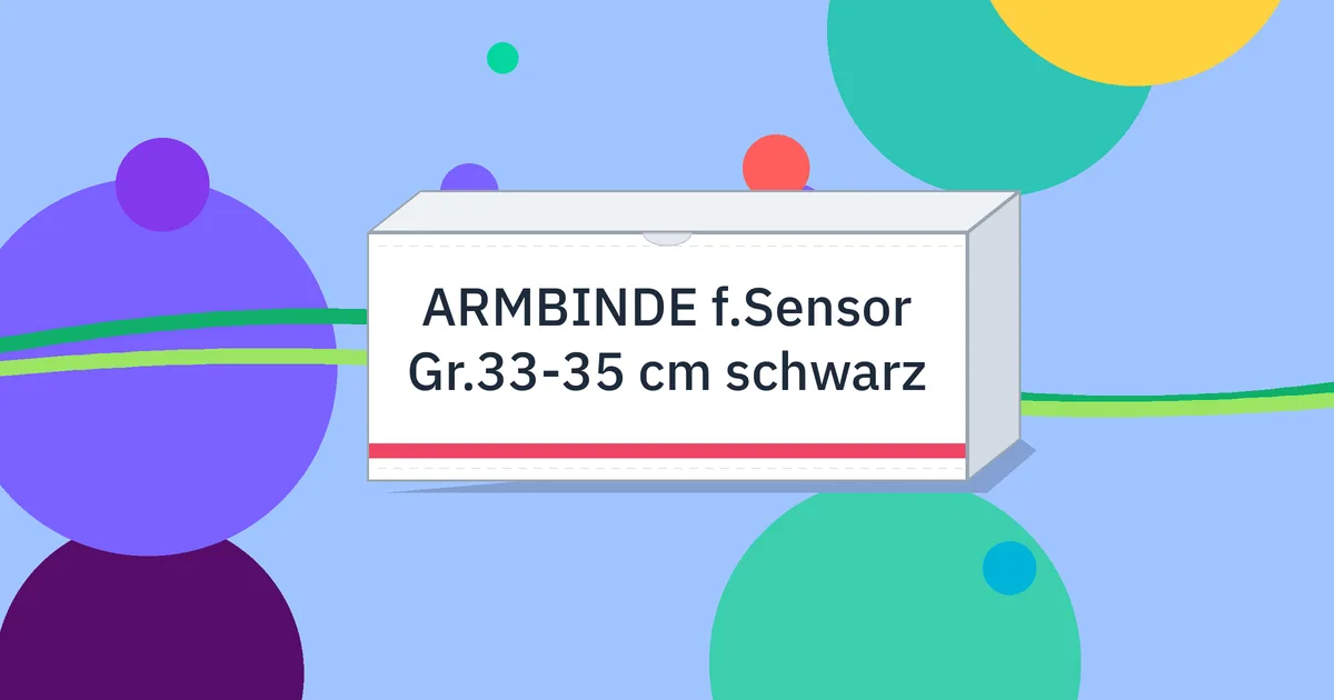 Symbolbild: Packung mit der Aufschrift ARMBINDE f.Sensor Gr.33-35 cm schwarz (PZN 12461427) – Verfügbarkeit und Bezug in Apotheken in Frankfurt am Main