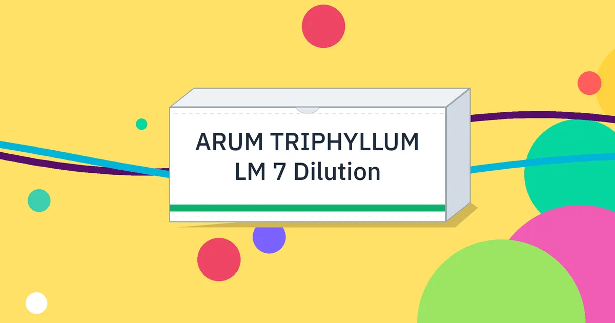 Symbolbild: Packung mit der Aufschrift ARUM TRIPHYLLUM LM 7 Dilution (PZN 12780629) – Verfügbarkeit und Bezug in Apotheken in Frankfurt am Main