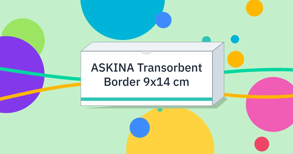 Symbolbild: Packung mit der Aufschrift ASKINA Transorbent Border 9x14 cm (PZN 00045818) – Verfügbarkeit und Bezug in Apotheken in Frankfurt am Main
