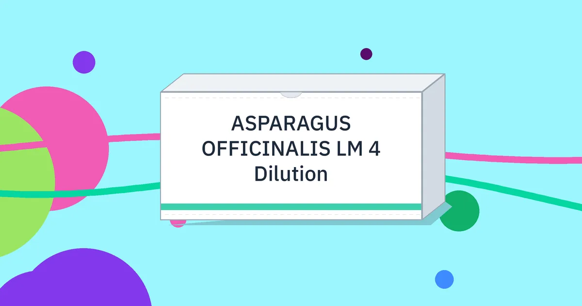 Symbolbild: Packung mit der Aufschrift ASPARAGUS OFFICINALIS LM 4 Dilution (PZN 13402668) – Verfügbarkeit und Bezug in Apotheken in Frankfurt am Main