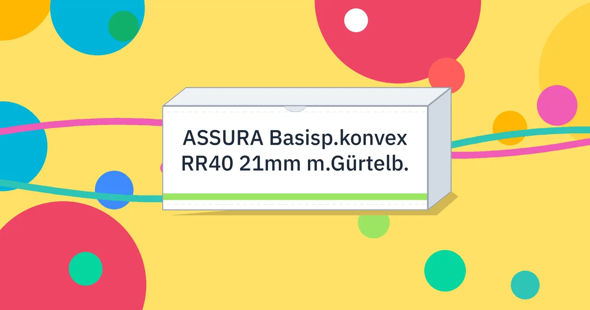 Symbolbild: Packung mit der Aufschrift ASSURA Basisp.konvex RR40 21mm m.Gürtelb. (PZN 06972052) – Verfügbarkeit und Bezug in Apotheken in Frankfurt am Main