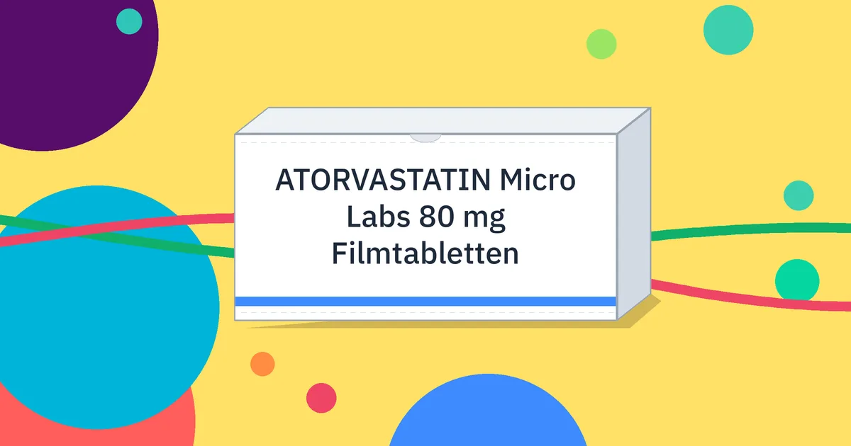 Symbolbild: Packung mit der Aufschrift ATORVASTATIN Micro Labs 80 mg Filmtabletten (PZN 19378675) – Verfügbarkeit und Bezug in Apotheken in Frankfurt am Main