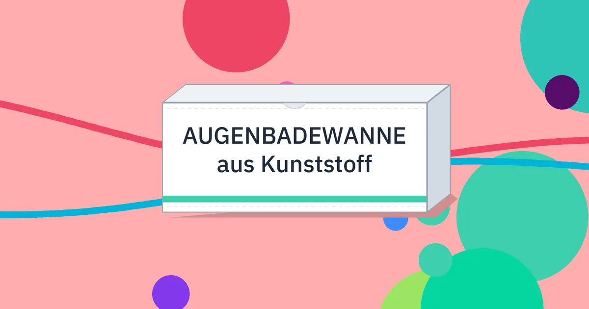 Symbolbild: Packung mit der Aufschrift AUGENBADEWANNE aus Kunststoff (PZN 03173741) – Verfügbarkeit und Bezug in Apotheken in Frankfurt am Main